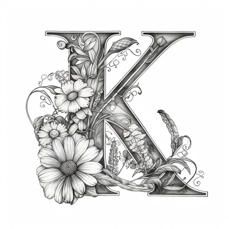 Beautiful Flowers Pencil Drawings Letters Midjourney Prompt | PromptBase