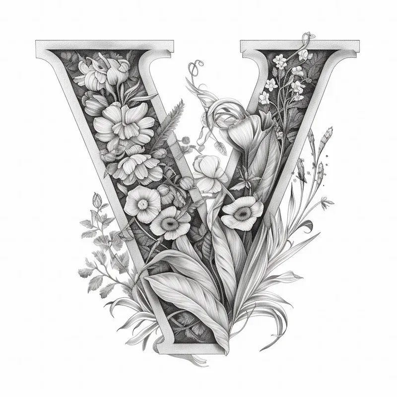 Beautiful Flowers Pencil Drawings Letters Midjourney Prompt | PromptBase