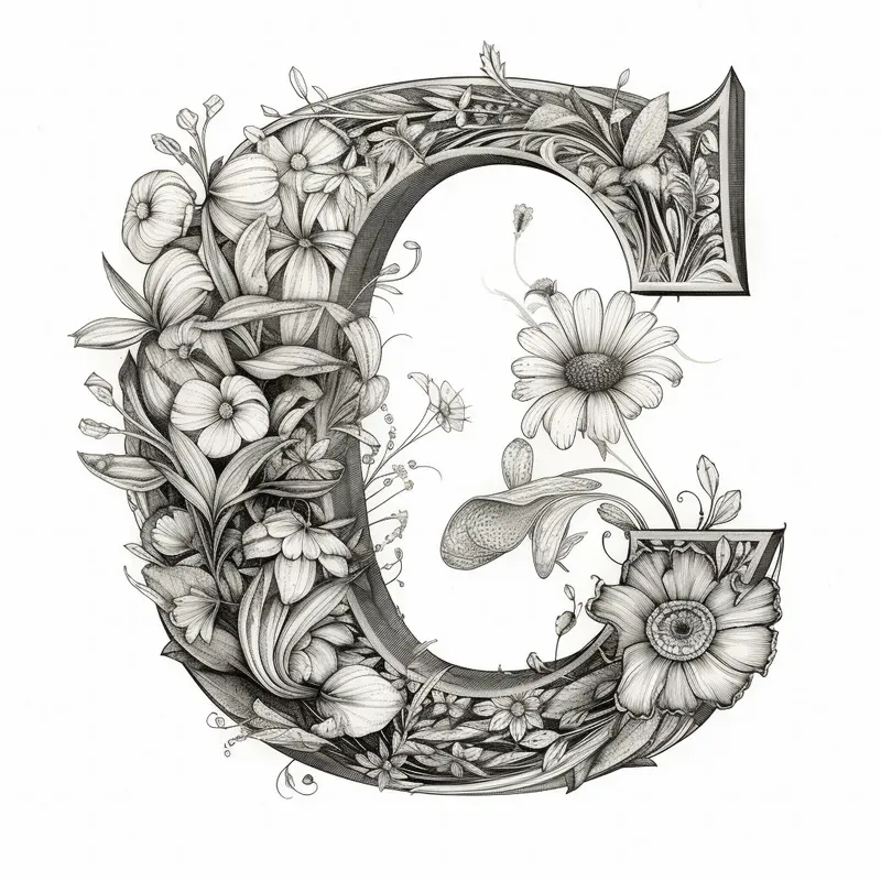 Beautiful Flowers Pencil Drawings Letters Midjourney Prompt | PromptBase