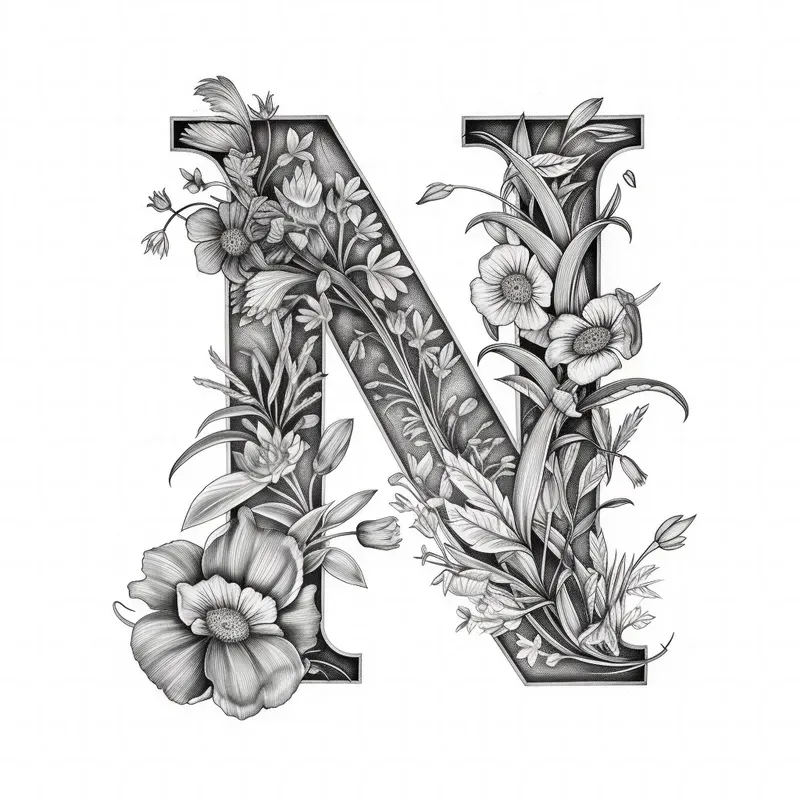 Beautiful Flowers Pencil Drawings Letters Midjourney Prompt | PromptBase