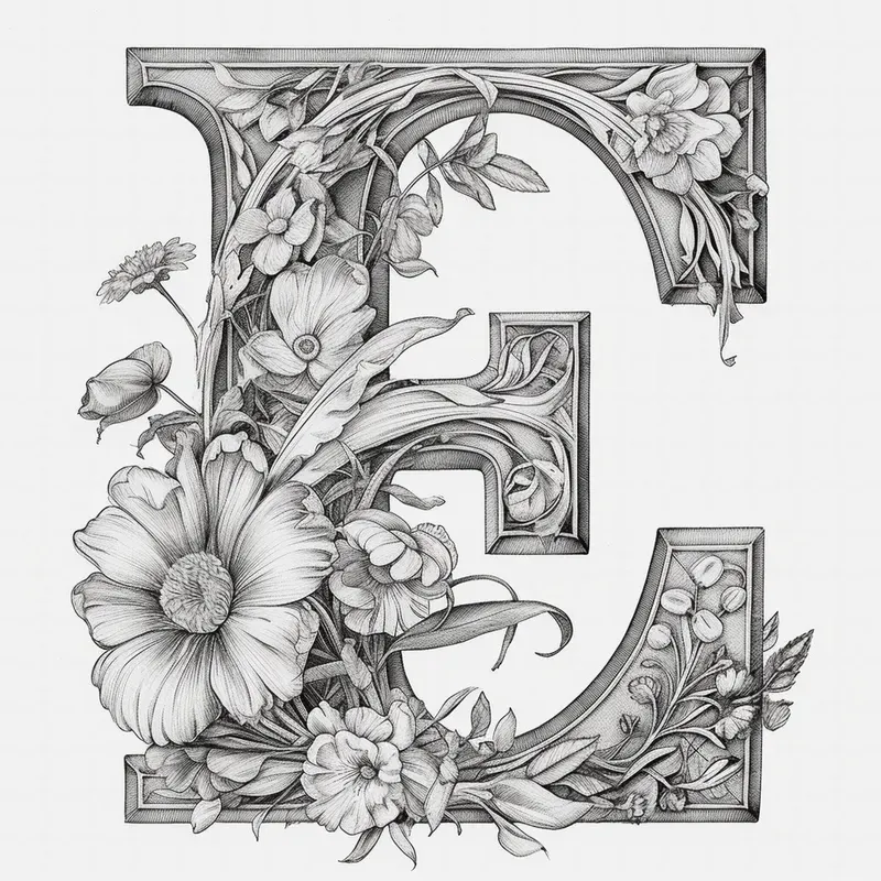 Beautiful Flowers Pencil Drawings Letters Midjourney Prompt | PromptBase