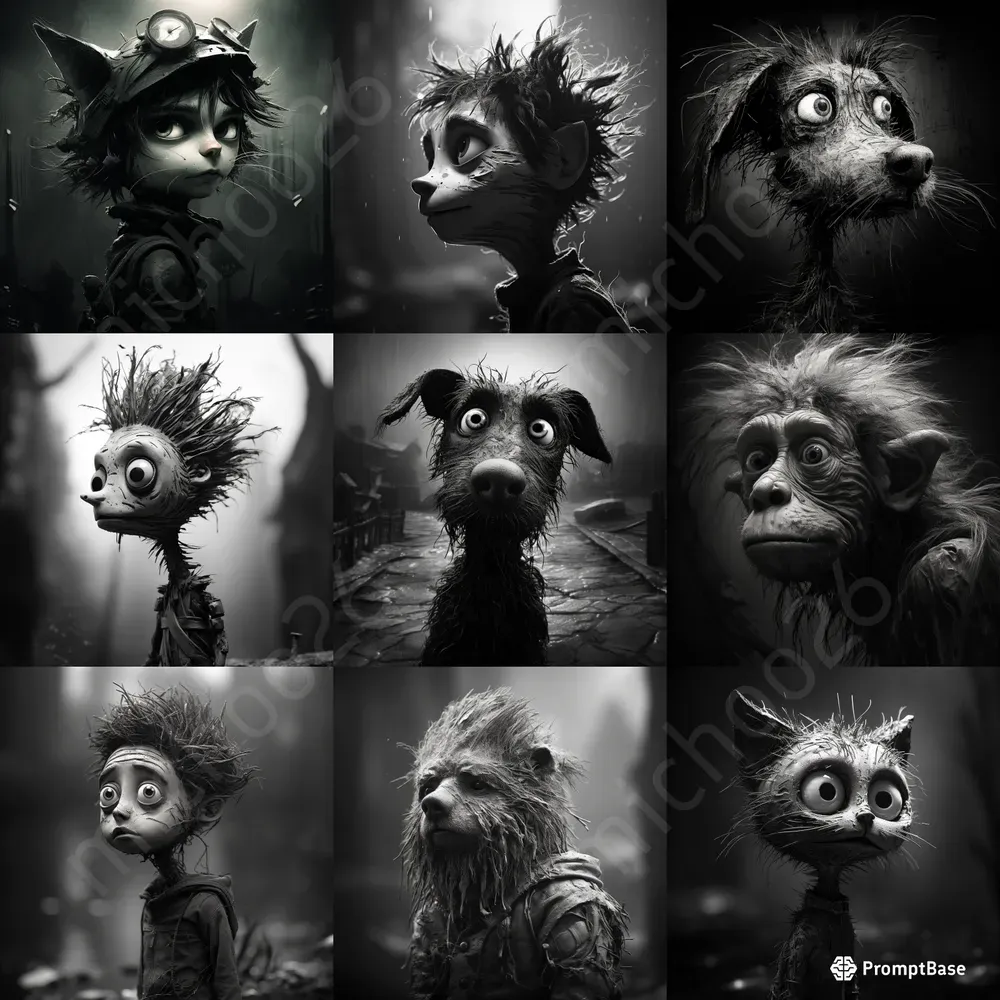 Tim Burton Characters Creations Midjourney Prompt | PromptBase