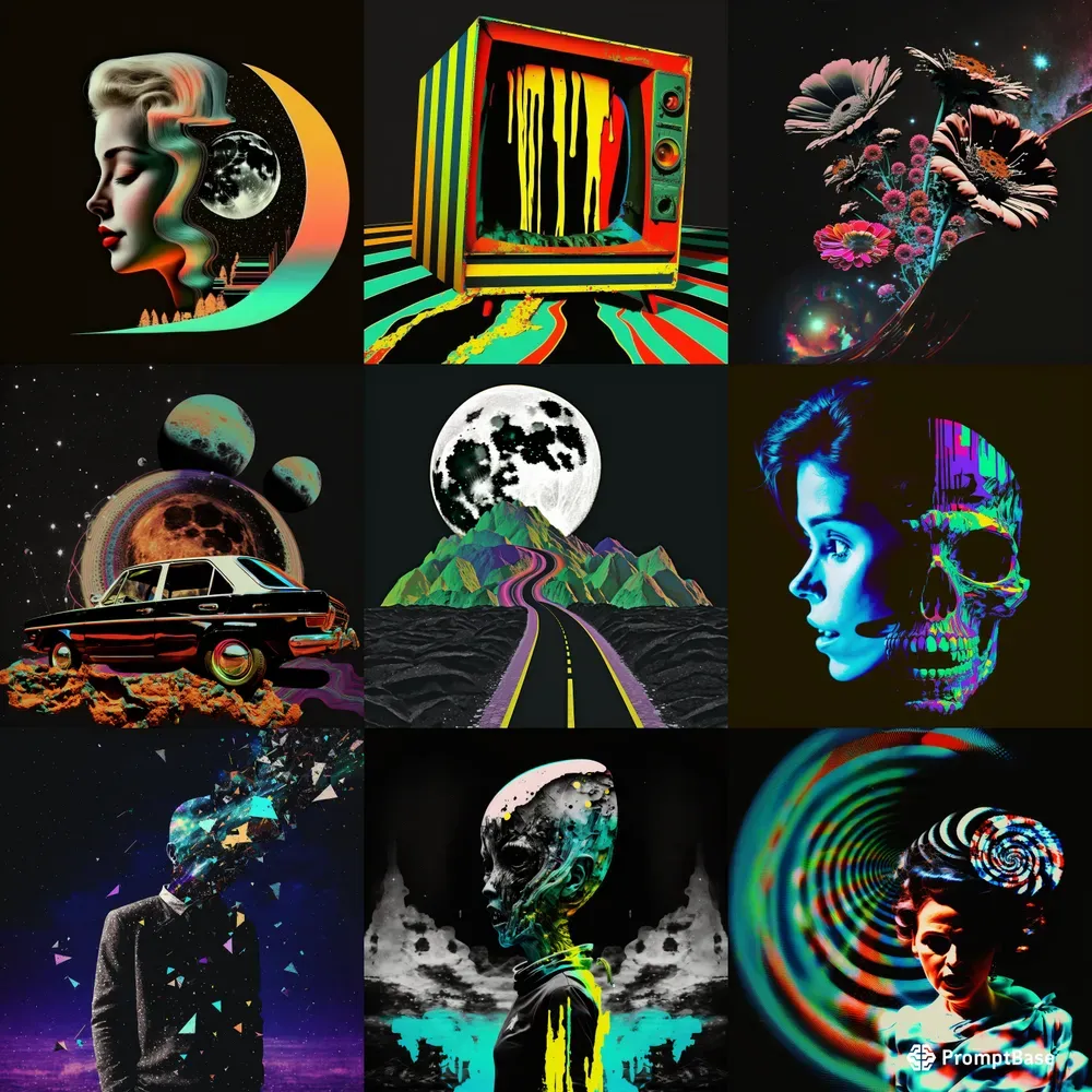Glitch Collage Art Midjourney Prompt | PromptBase