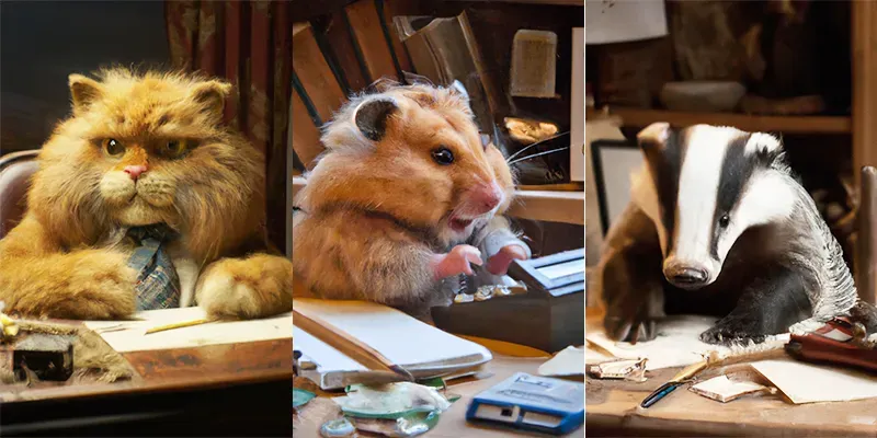 Animals Doing Office Work DALL·E Prompt | PromptBase