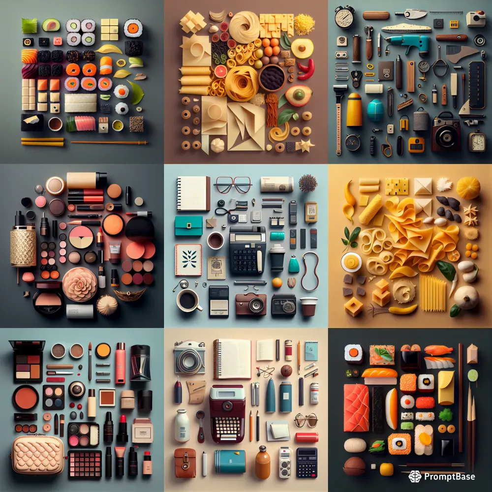 Knolling Displays Midjourney Prompt | PromptBase