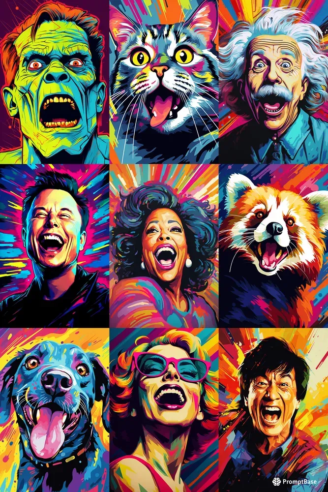 Retro Pop Art Shocking Faces Midjourney Prompt | PromptBase