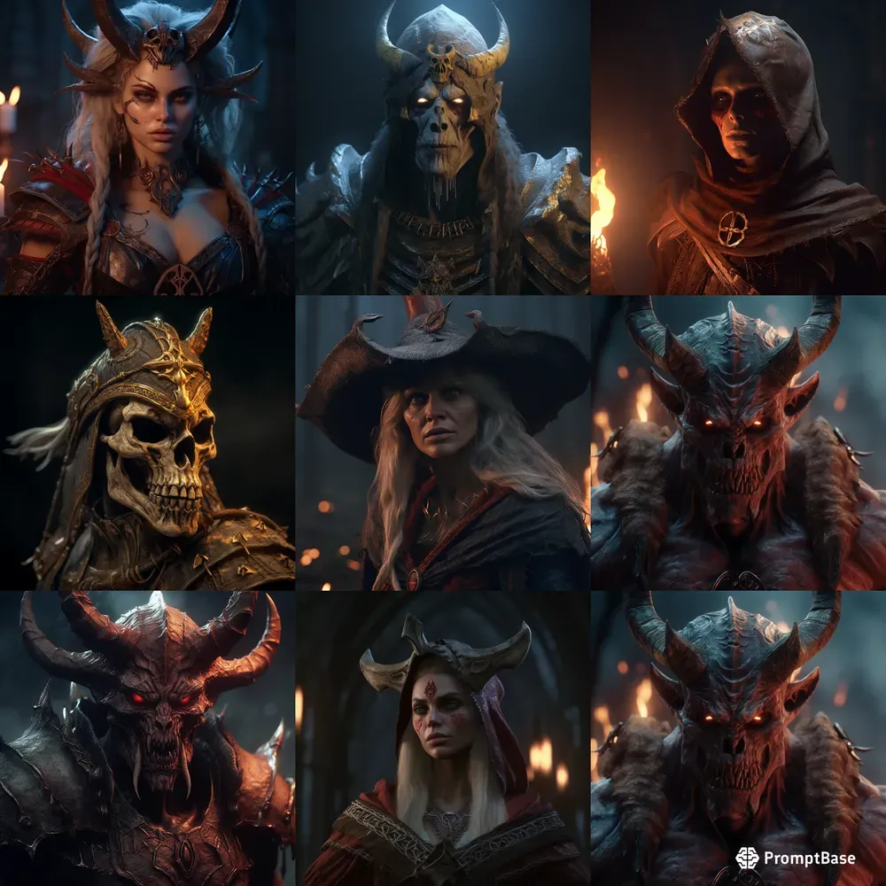 Diablo 4 Characters Midjourney Prompt | PromptBase