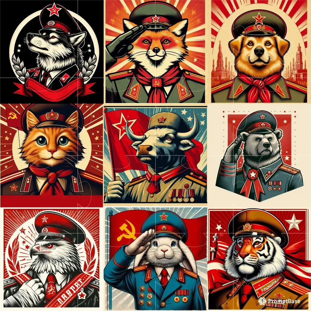 Soviet Style Animals DALL·E Prompt | PromptBase