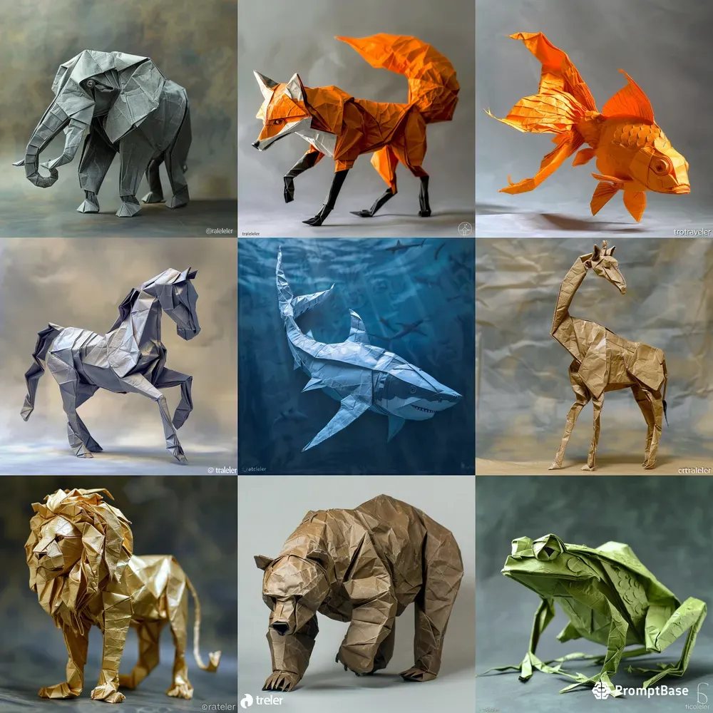 Origami Realistic Papers Midjourney Prompt | PromptBase