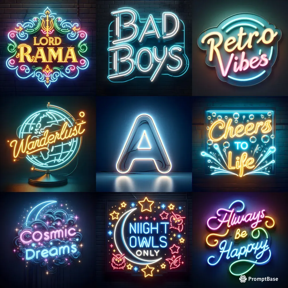 Epic Neon Sign Lightings Illustration DALL·E Prompt | PromptBase