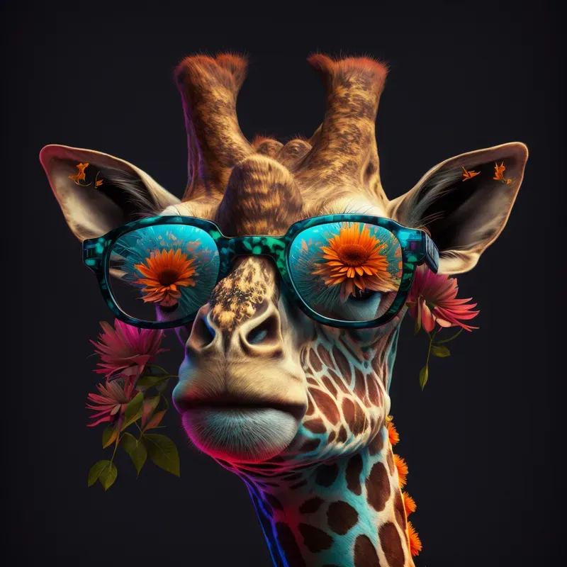 Realistic Animals Portraits Neon Hippies Midjourney Prompt | PromptBase