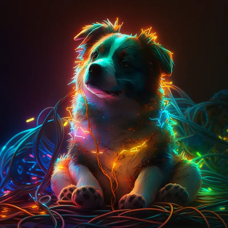 Realistic Neon Animals Cute Portraits Midjourney Prompt | PromptBase