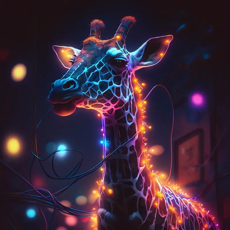 Realistic Neon Animals Cute Portraits Midjourney Prompt | PromptBase