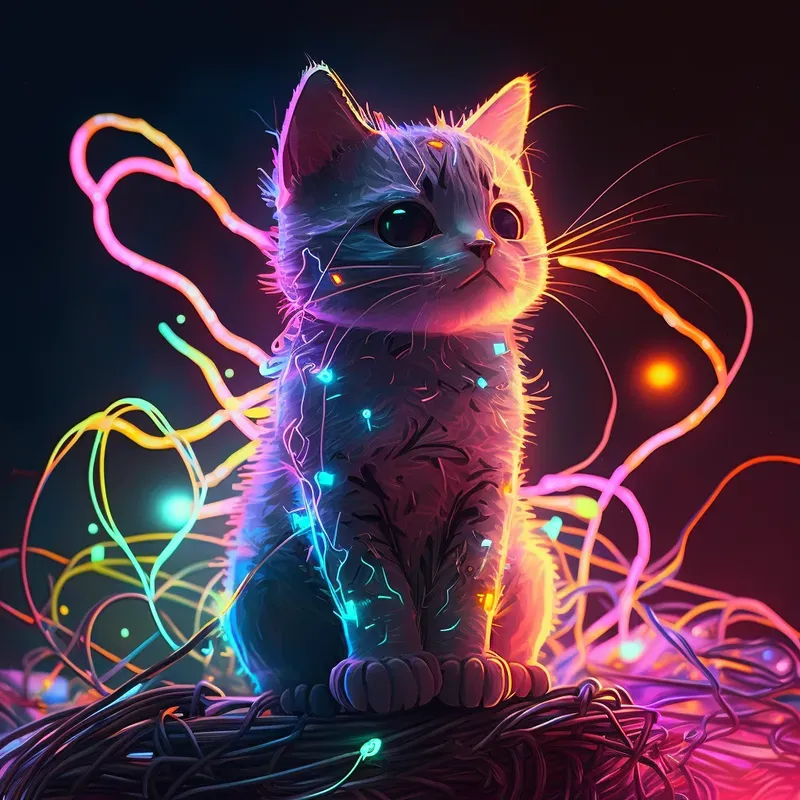 Realistic Neon Animals Cute Portraits Midjourney Prompt | PromptBase