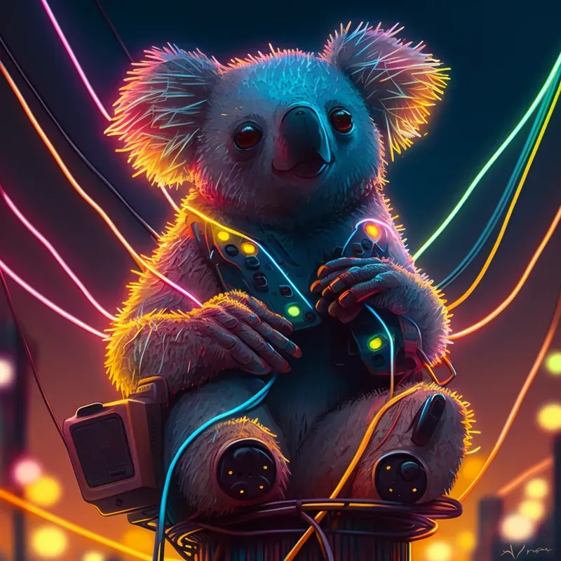Realistic Neon Animals Cute Portraits Midjourney Prompt | PromptBase