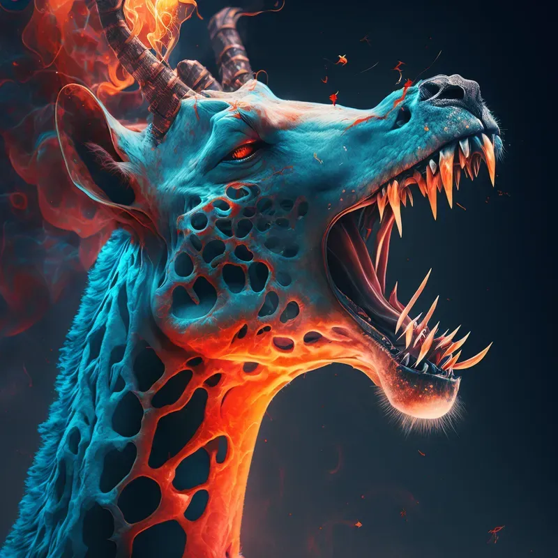 Angry Devil Killer Animals Fire Art Midjourney Prompt | PromptBase