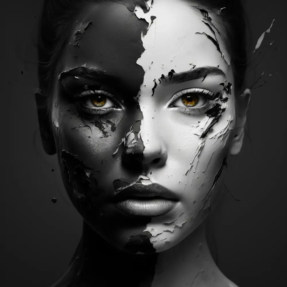 Beautiful Colorful Paint Model Portraits Midjourney Prompt | PromptBase