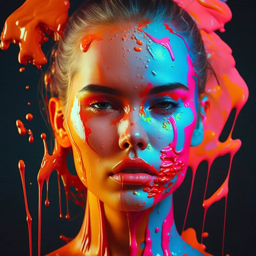 Beautiful Colorful Paint Model Portraits Midjourney Prompt | PromptBase