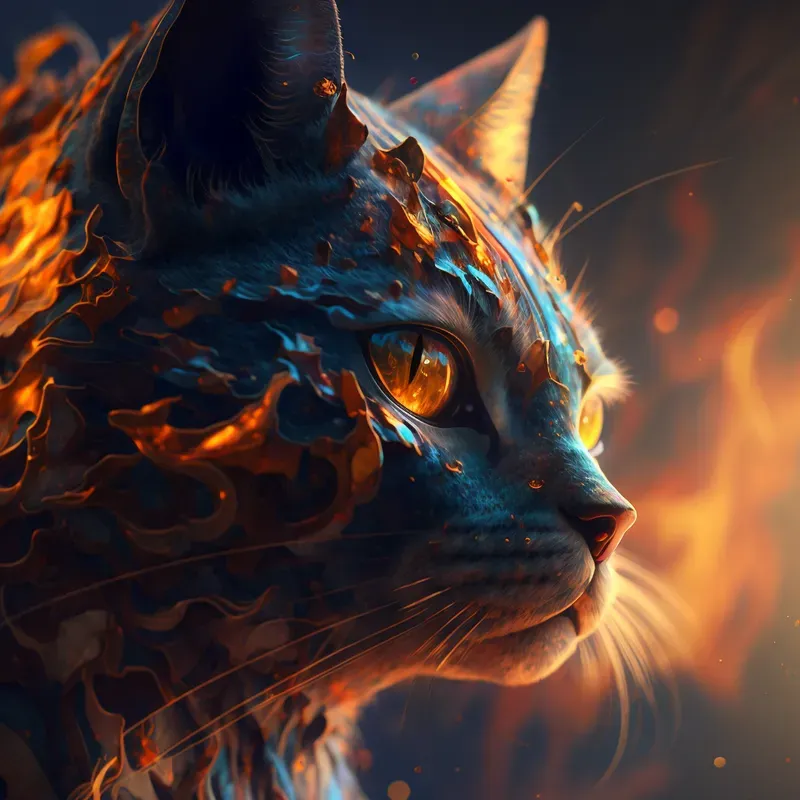 Burning Flames Realistic Fire Animals Midjourney Prompt | PromptBase