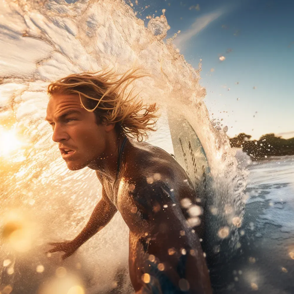 High Speed Surfer Action Photographs Midjourney Prompt | PromptBase