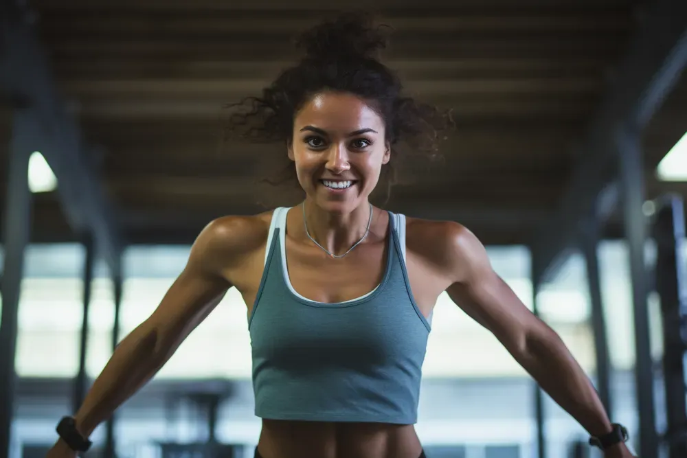 Woman Fitness Sports Gym Model Portraits Midjourney Prompt | PromptBase
