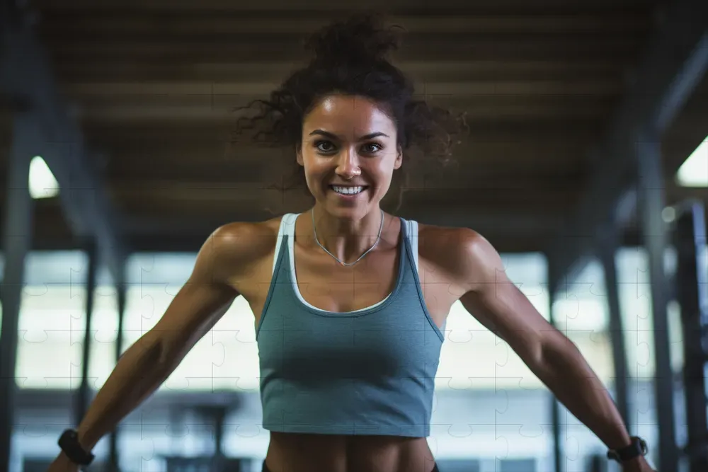 Woman Fitness Sports Gym Model Portraits Midjourney Prompt | PromptBase