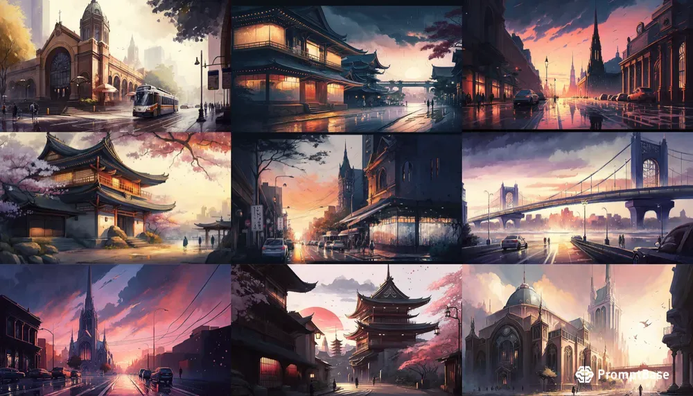 Watercolor Cityscapes Midjourney Prompt | PromptBase