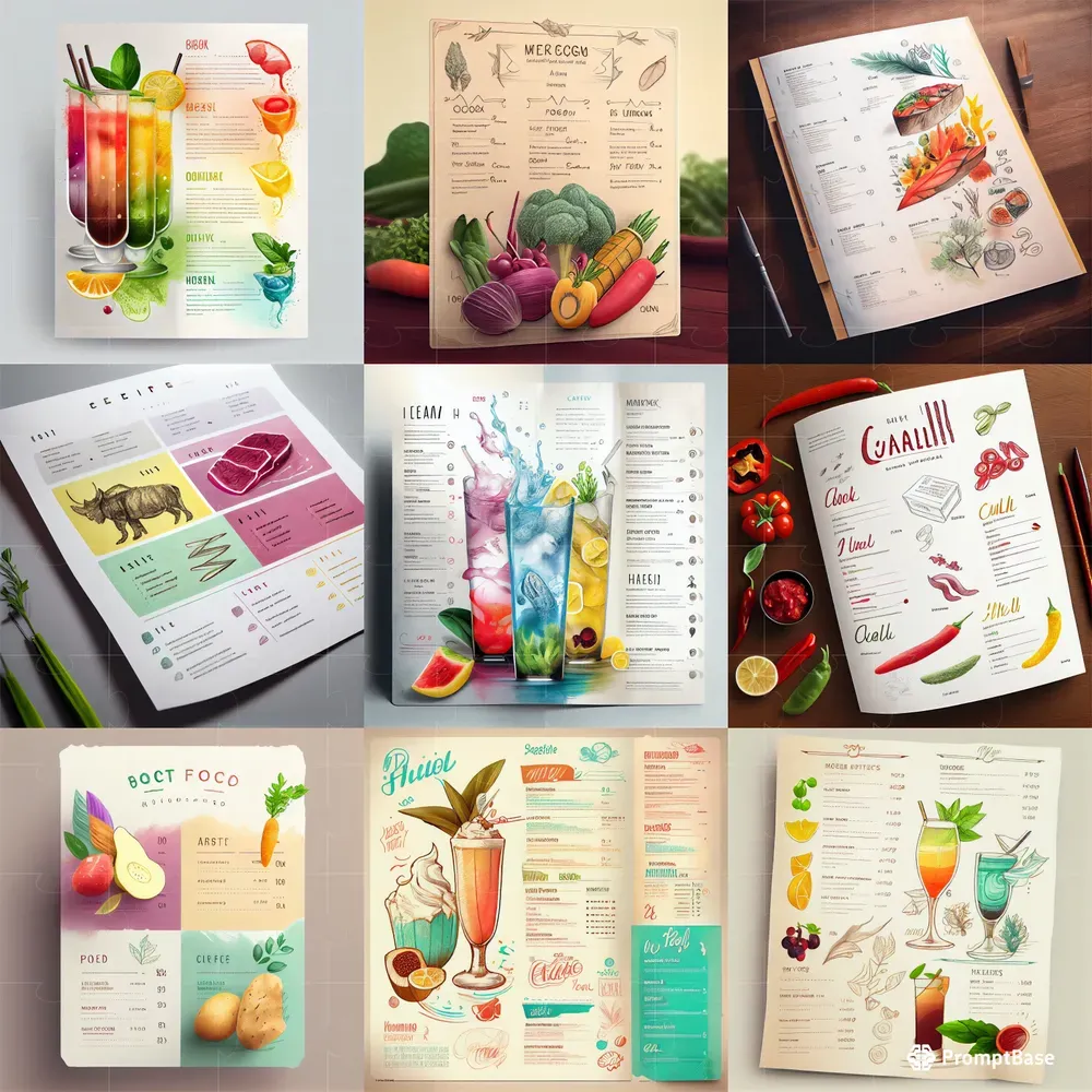 Trendy Food Menus Midjourney Prompt | PromptBase