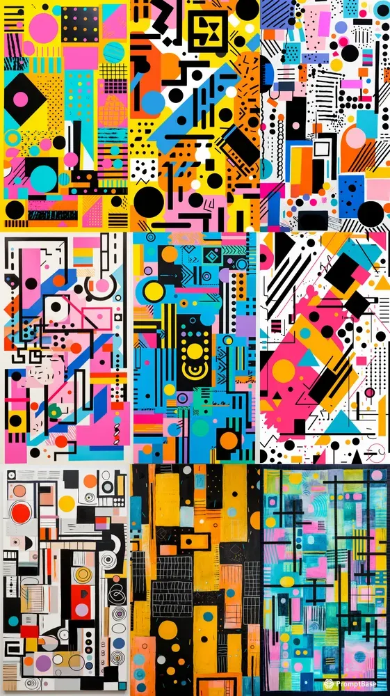 80s Style Abstract Paintings Colorful Midjourney Prompt | PromptBase