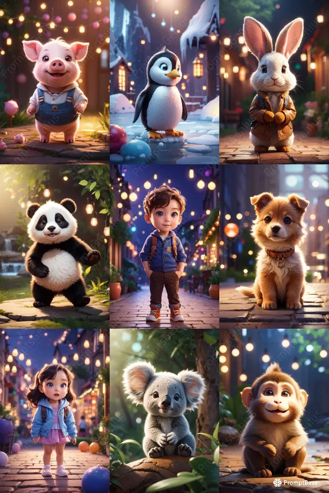 Pixar Cute Characters Leonardo Ai Prompt | PromptBase