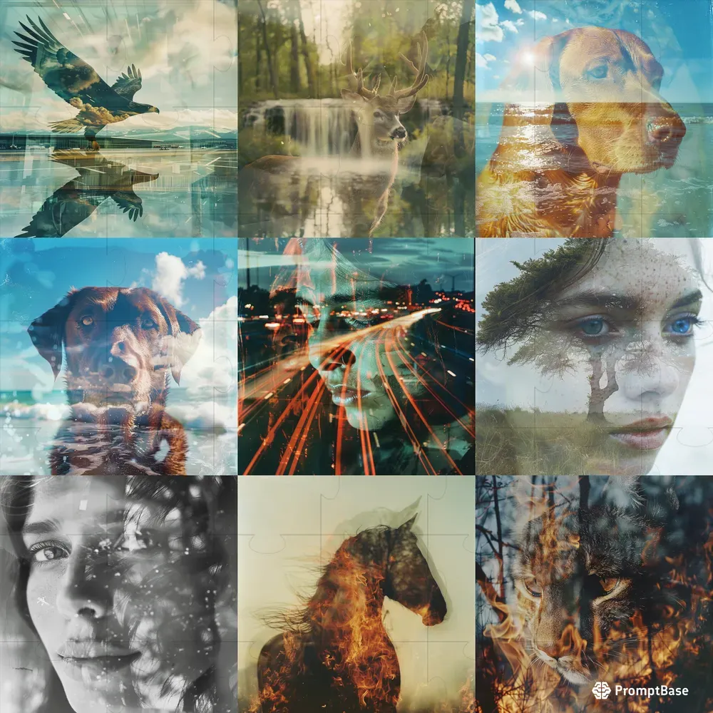 Double Exposure Portraits Midjourney Prompt | PromptBase