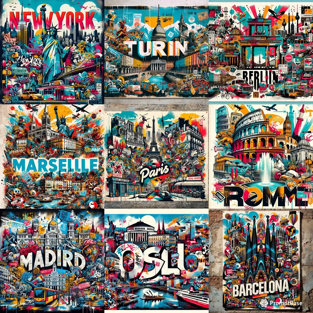 Posters Of City Street Art Style DALL·E Prompt | PromptBase