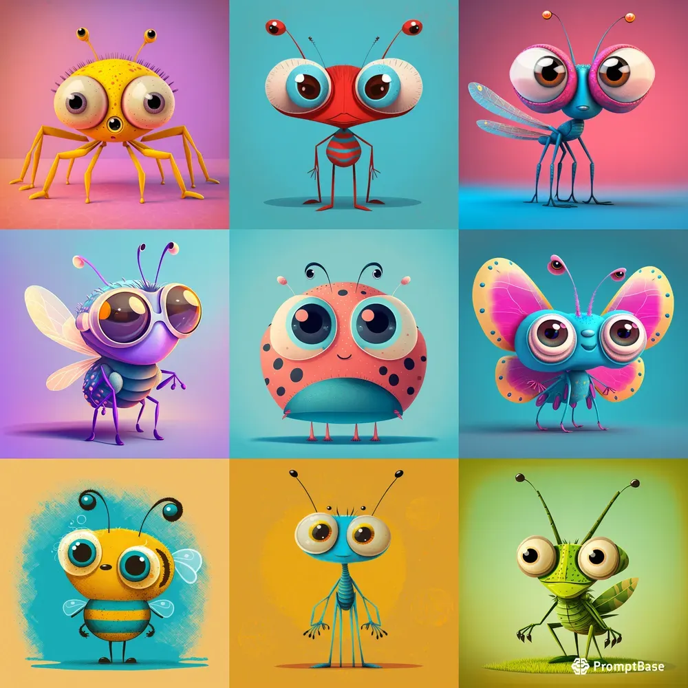 Friendly Bugs- Children Illustrations Midjourney Prompt | PromptBase