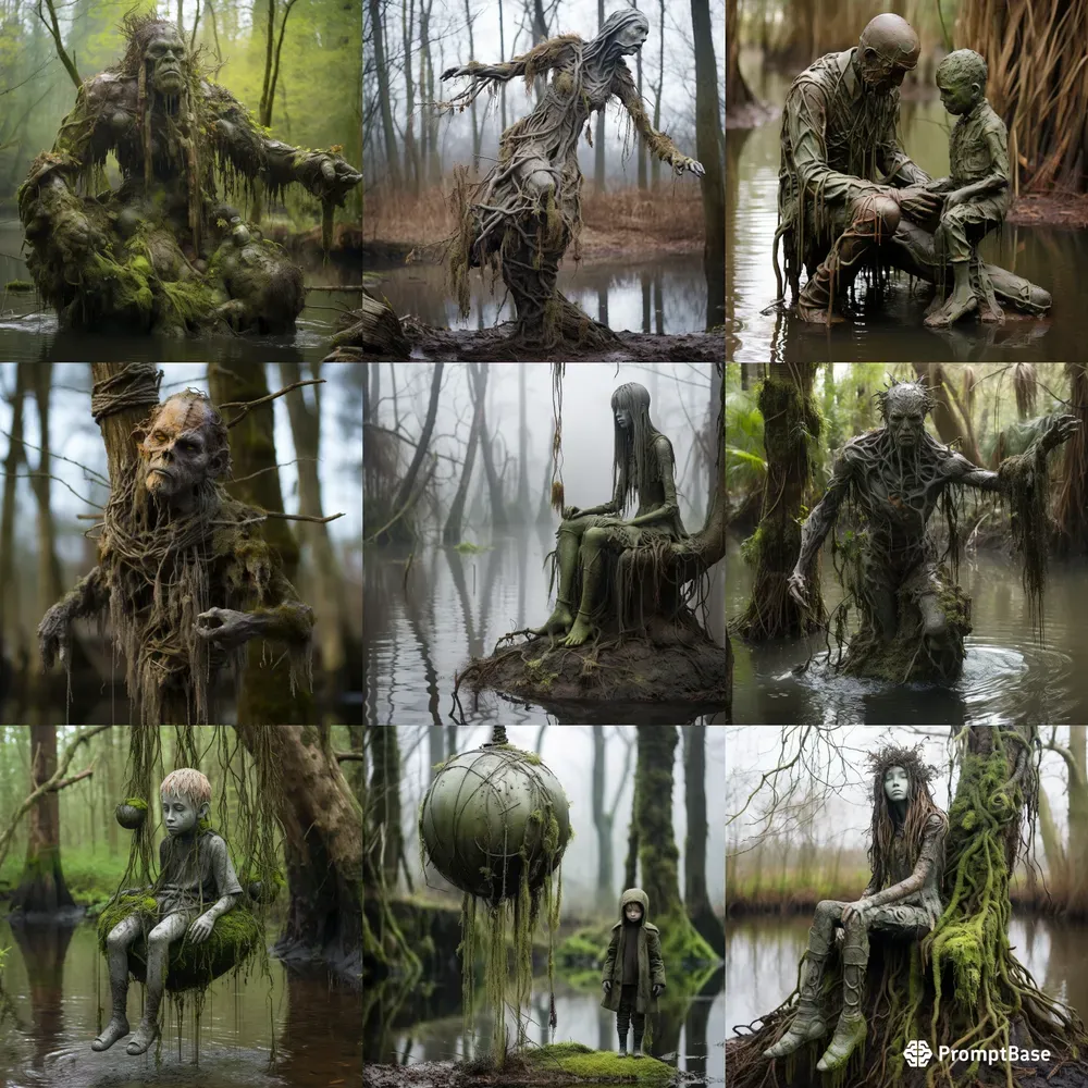Swamp Horror Sculptures Midjourney Prompt | PromptBase