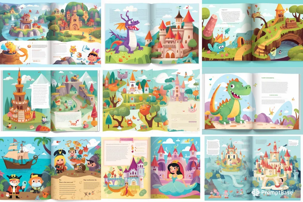 High Quality Children Book Layouts Midjourney Prompt | PromptBase