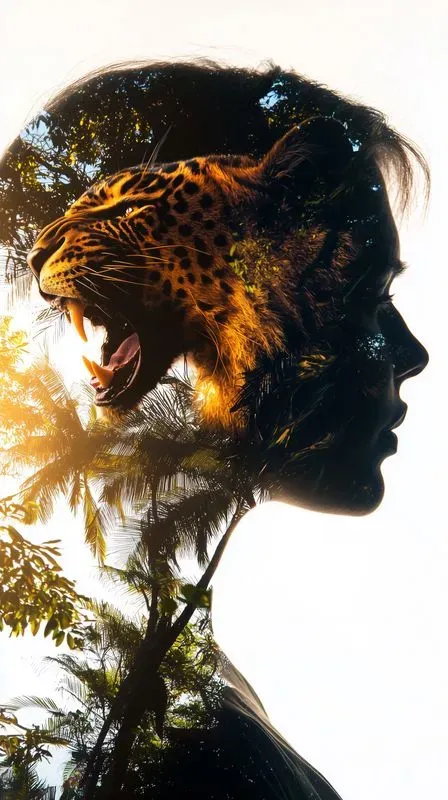 Human Animal Double Exposures Midjourney Prompt | PromptBase