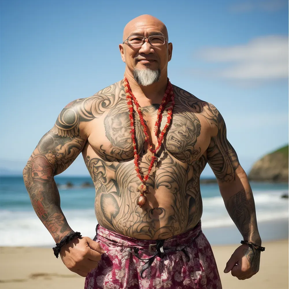 Photos Of Muscle Tattooed Men Midjourney Prompt | PromptBase