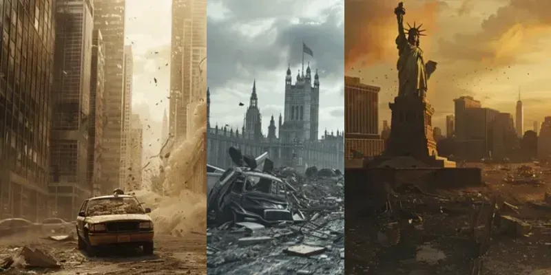 Cinematic Apocalyptic Locations Midjourney Prompt | PromptBase