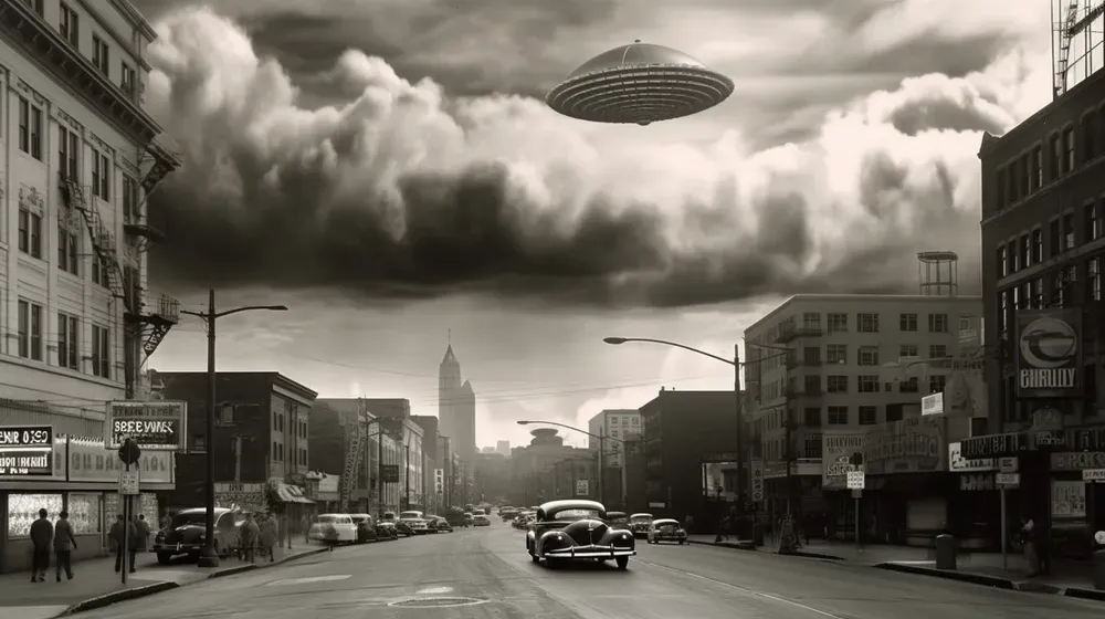 Retro Ufo Realistic Photos Midjourney Prompt | PromptBase