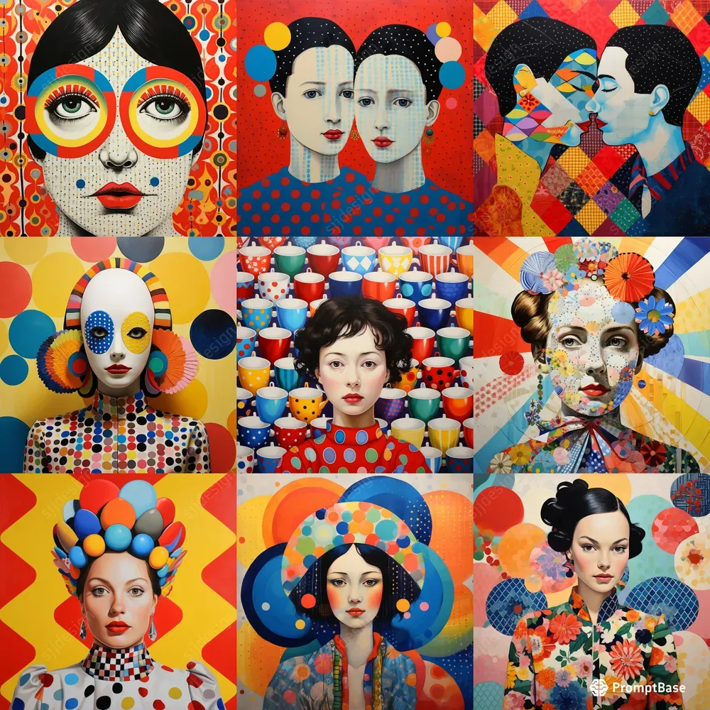 Vibrant Patchwork Dot Art Midjourney Prompt | PromptBase