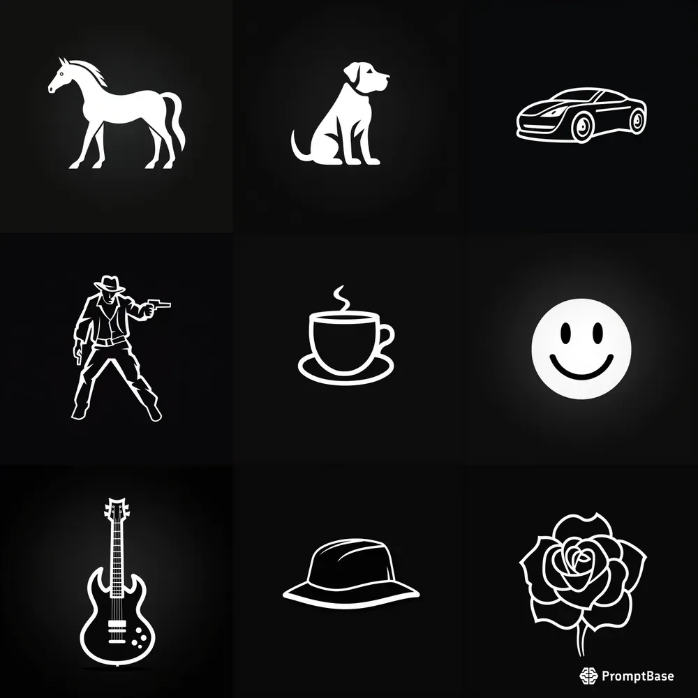 Simple Outlined Icons Midjourney Prompt | PromptBase