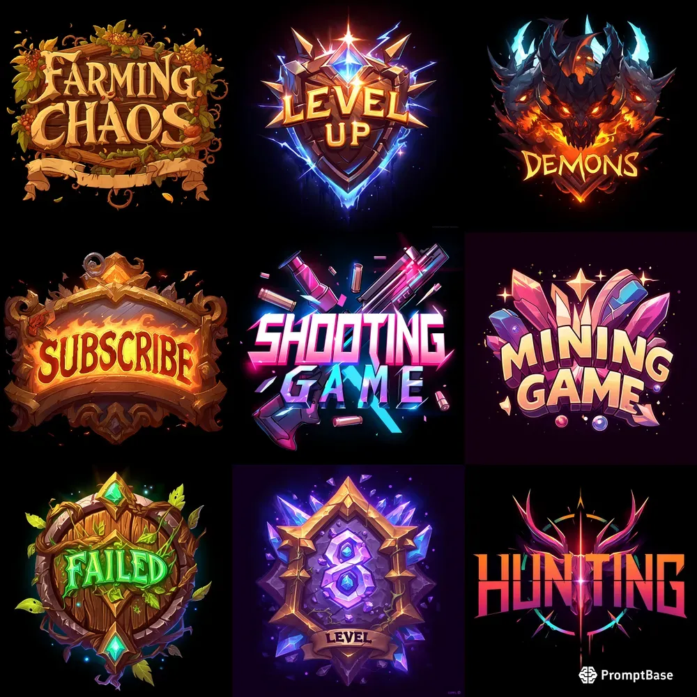 Video Game Logo Designs With Texts Midjourney Prompt | PromptBase