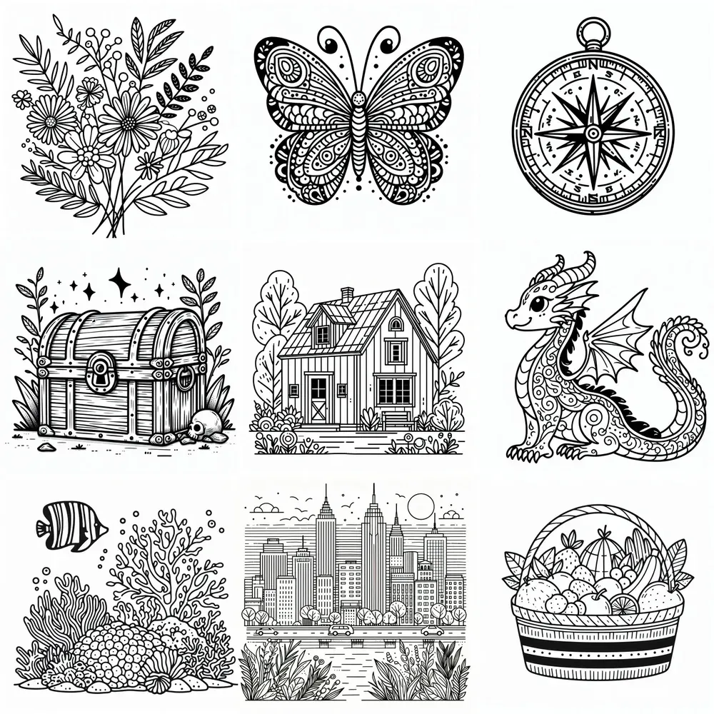 Intricate Coloring Book Pages DALL·E Prompt | PromptBase