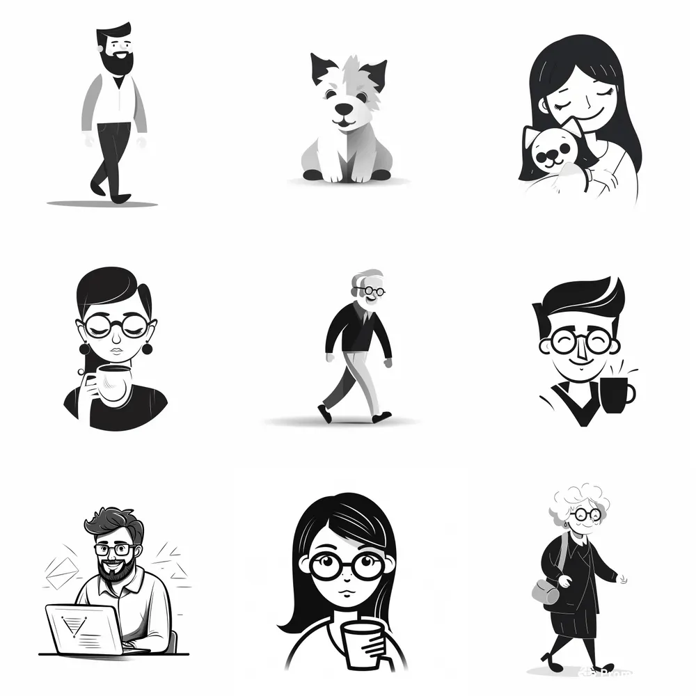 Notion Style Minimalist Illustrations Midjourney Prompt | PromptBase