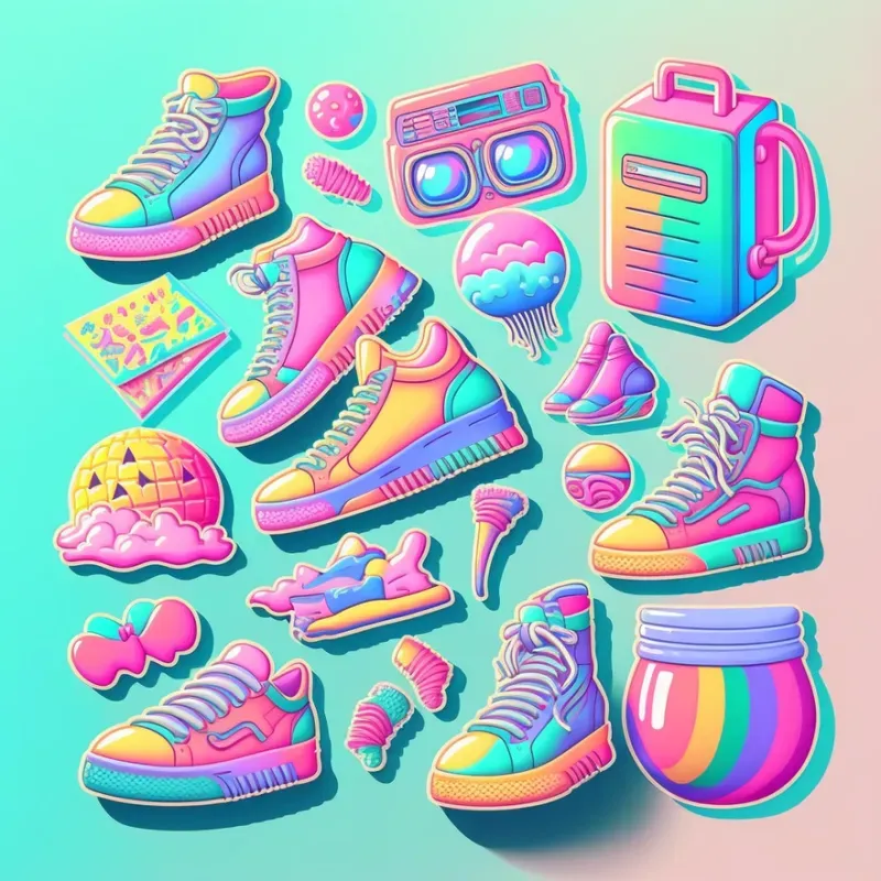 3D Sticker Sheets 1980s Sticker Collection Styles Midjourney Prompt ...