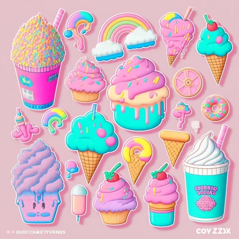 3D Sticker Sheets 1980s Sticker Collection Styles Midjourney Prompt ...