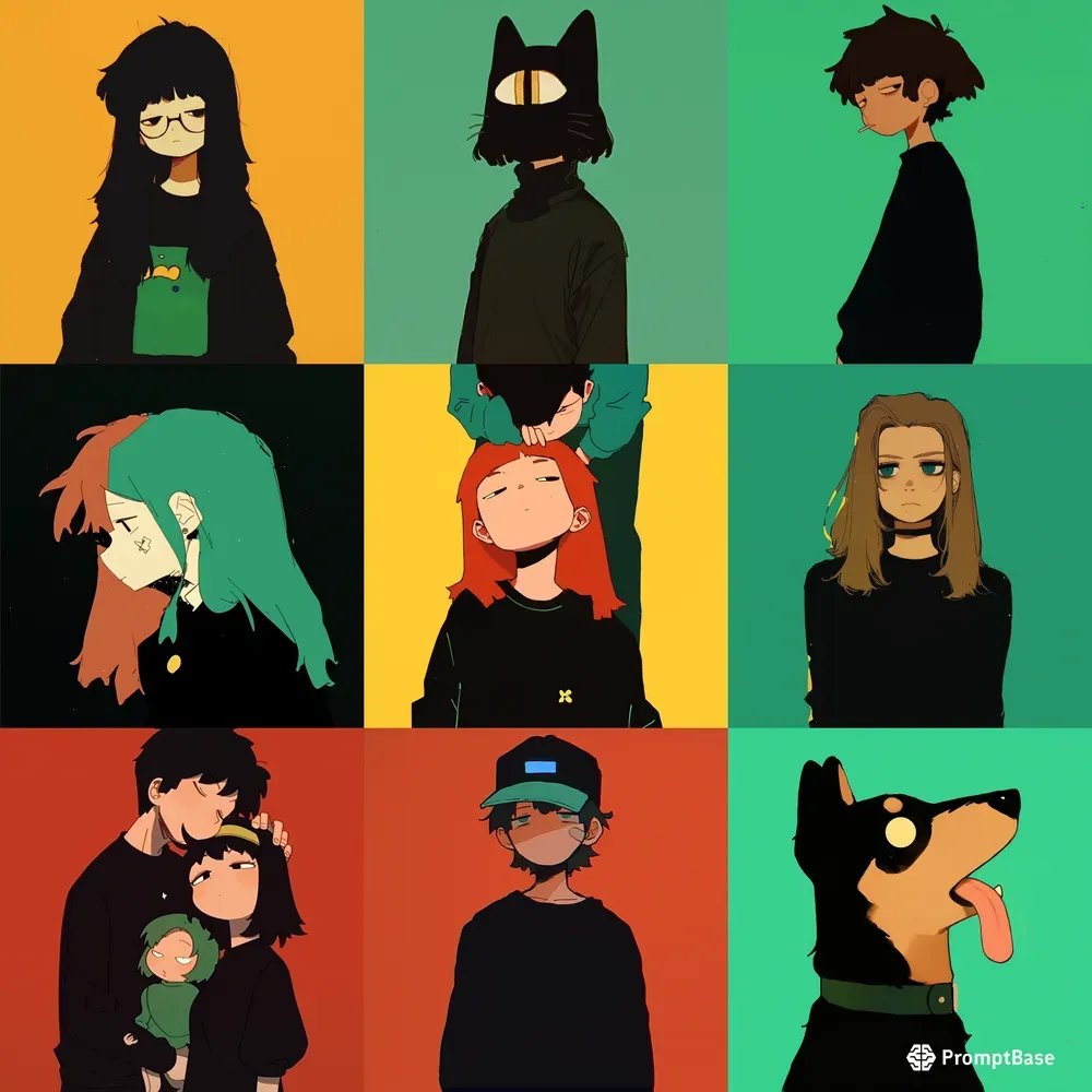 Simple 2D Anime Illustrations Midjourney Prompt | PromptBase