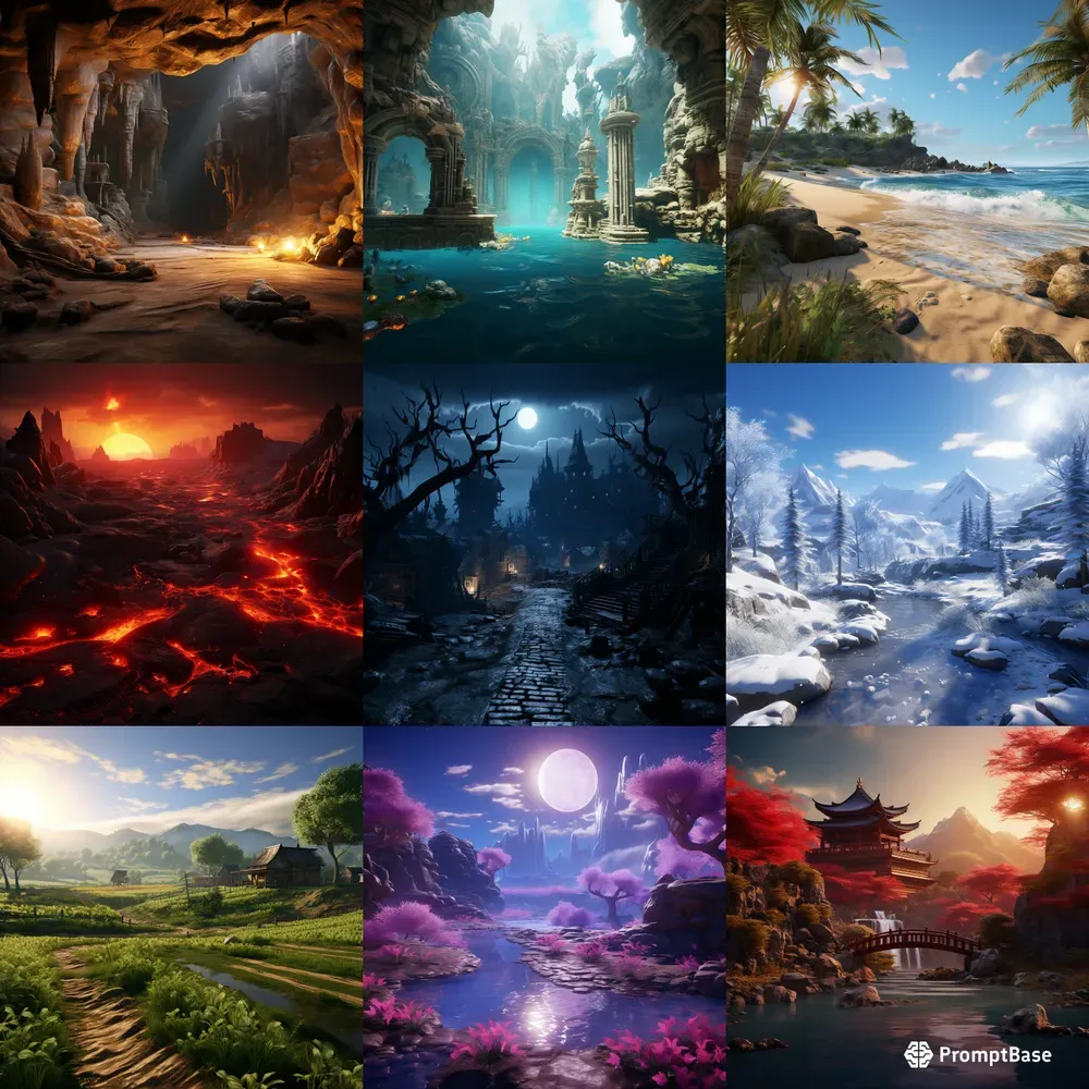 Video Game Maps Mmo RPG 3D Landscape Art Midjourney Prompt | PromptBase