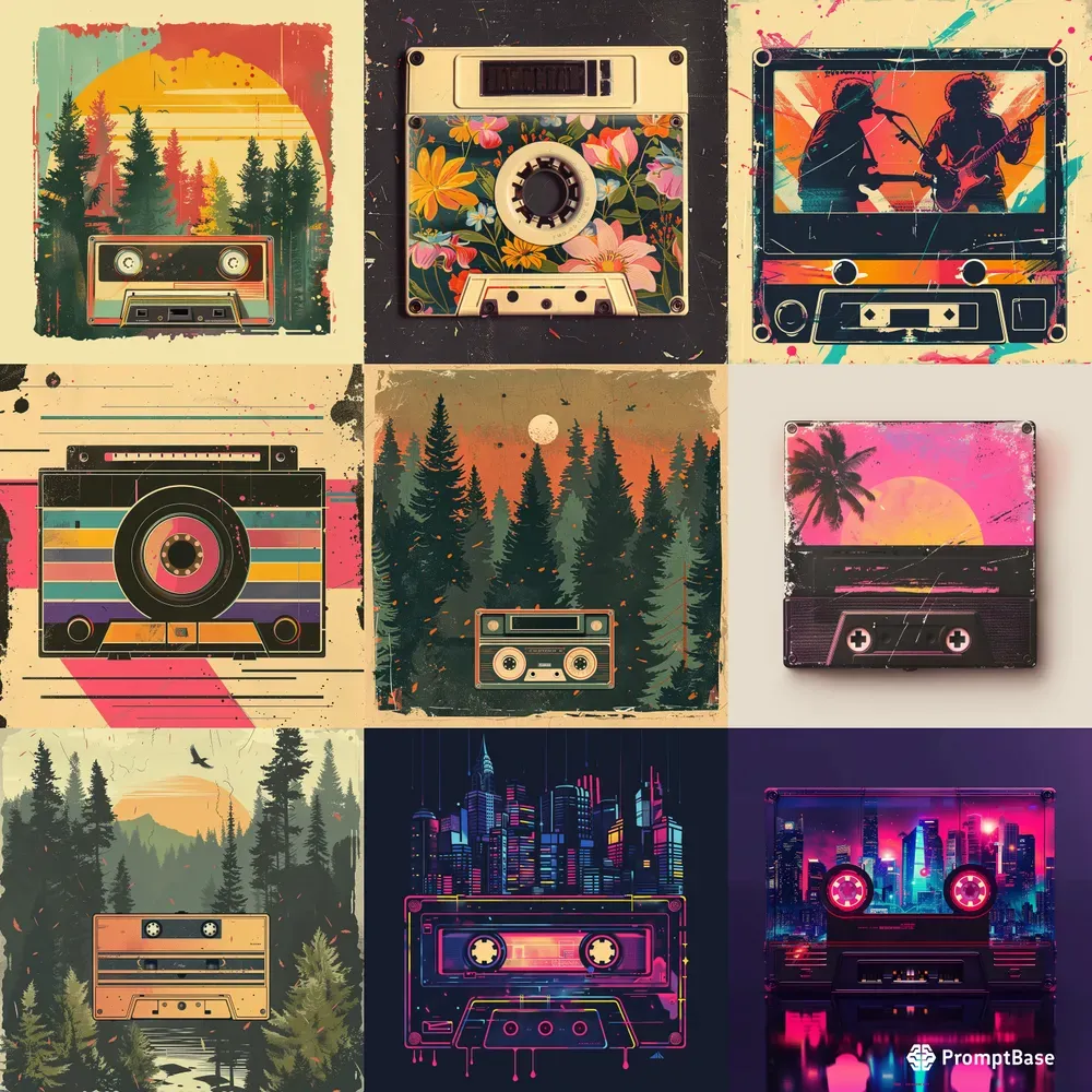 Vintage Cassette Cover Designs Midjourney Prompt | PromptBase
