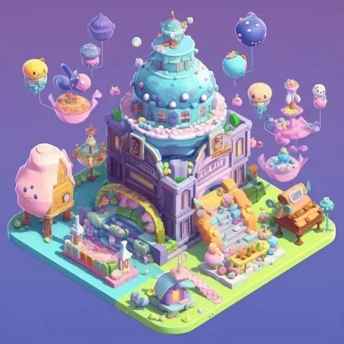 Cute Kawaii 3D Game Assets Midjourney Prompt | PromptBase